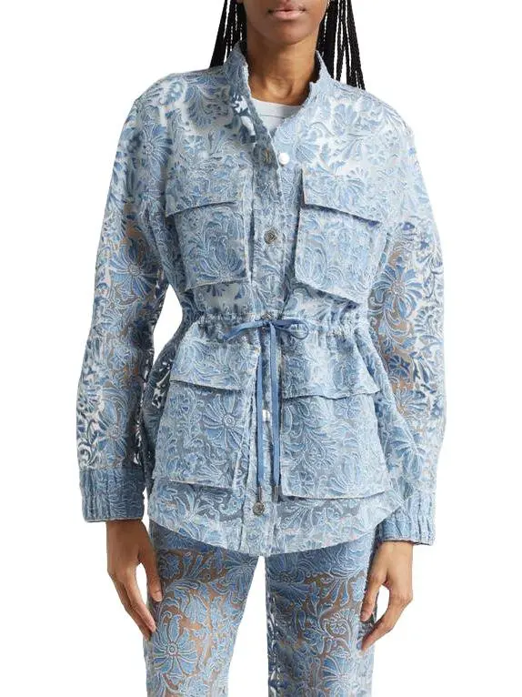 Veronica Beard Lane Burnout Floral Jacket - Lakeshore