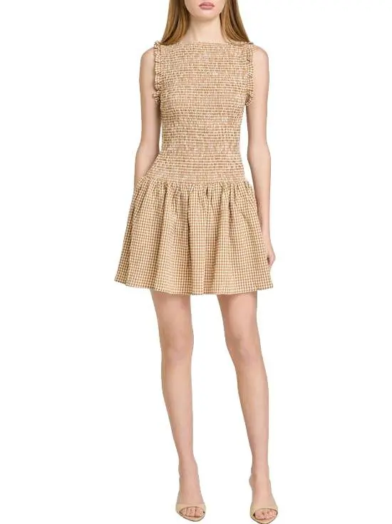 WAYF Esme Smocked Sleeveless Mini Dress - Yellow