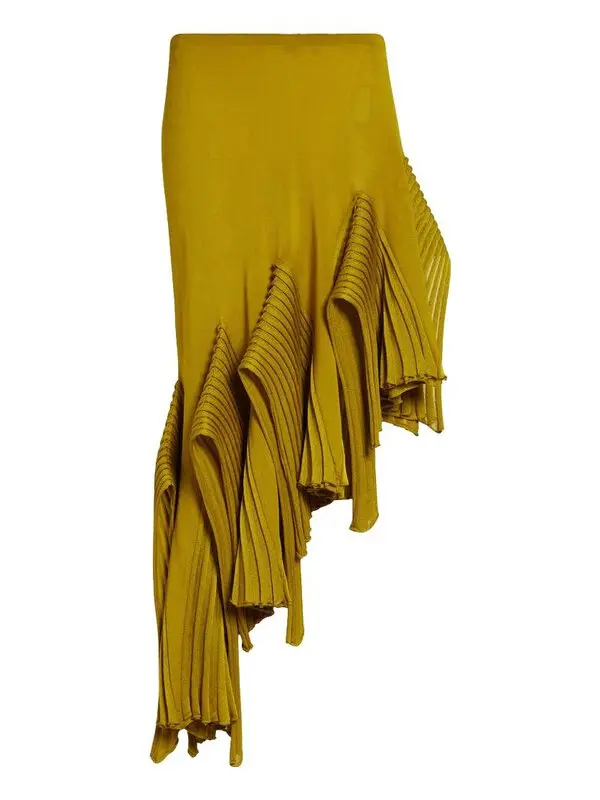 Alaïa Asymmetric Leaf Godet Skirt - Lime