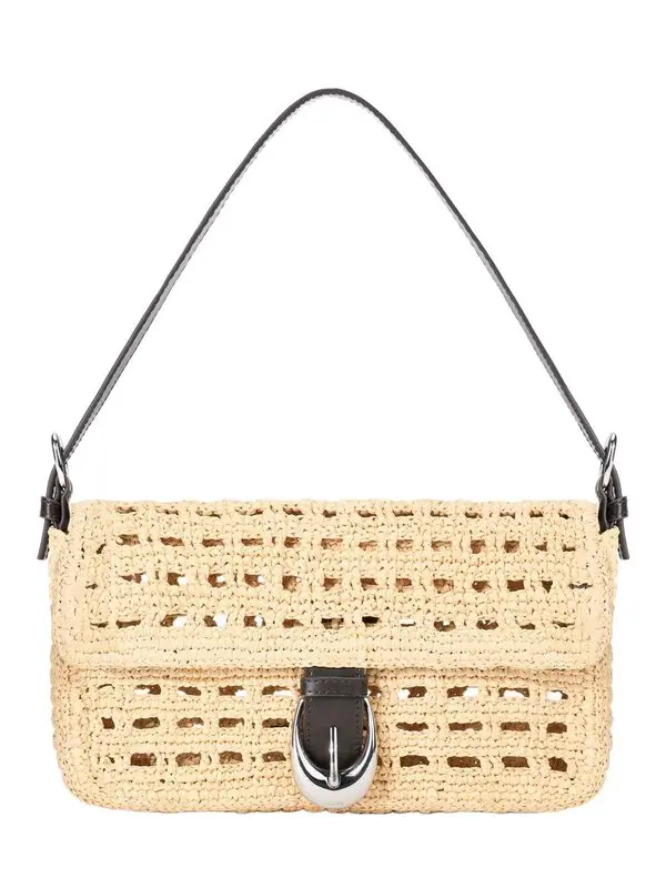 Staud Harlow Raffia Shoulder Bag - Raffia Crochet