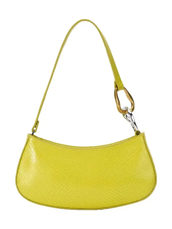 Staud Ollie Shoulder Bag In Embossed Leather - Citron