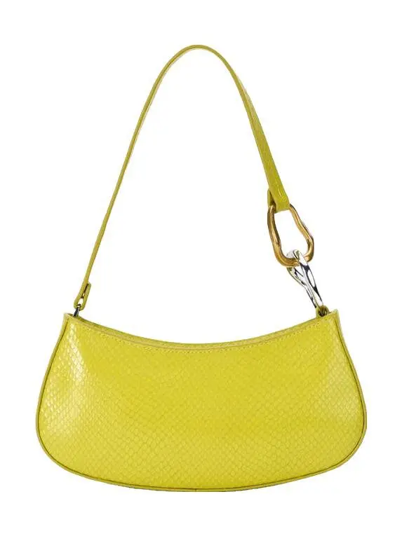 Staud Ollie Shoulder Bag In Embossed Leather - Citron
