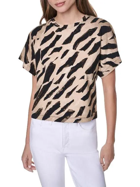 Dkny Dolman Sleeve Stretch Cotton Top With Logo Detail - Geo Animal