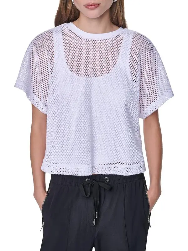 Dkny Dolman Sleeve Open Stitch Top - White