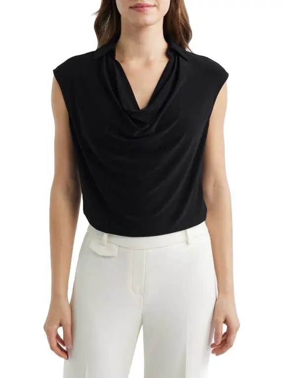 Anne Klein Cowl Neck Extended Shoulder Top - Anne Black