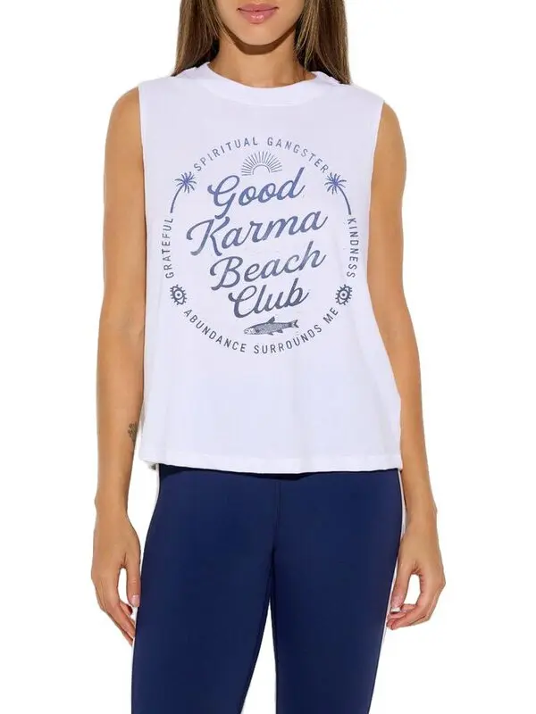 Spiritual Gangster Beach Club Muscle Tank - White