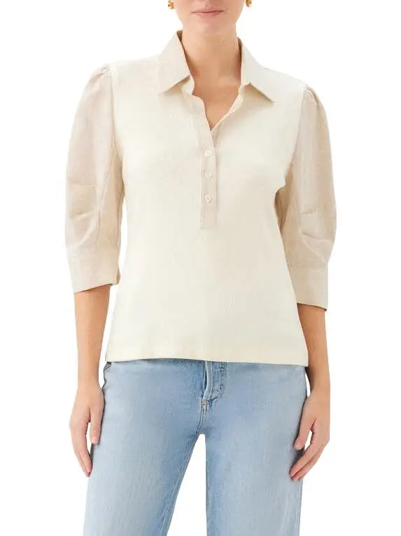 Fifteen Twenty Camden Contrast Henley - Cream