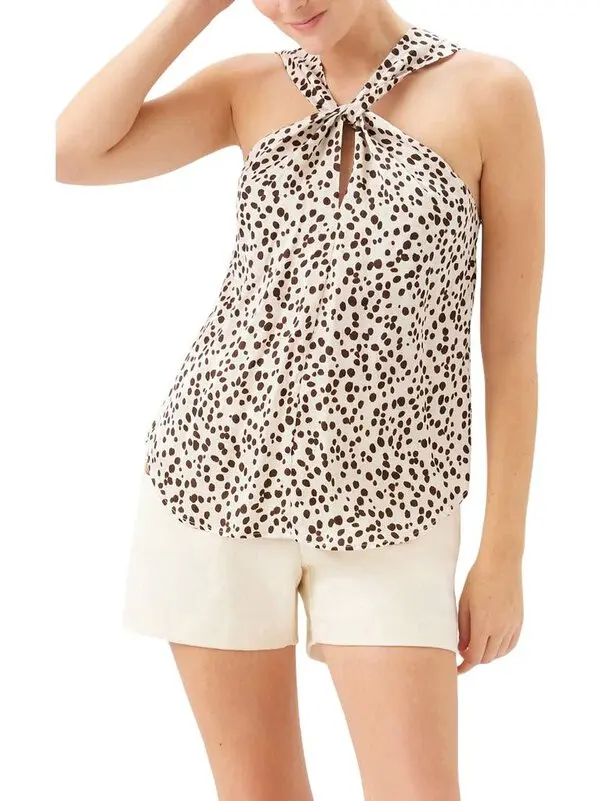 Fifteen Twenty Carla Halter Top - Beige/brown Print