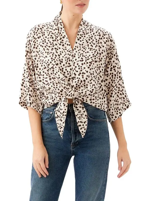Fifteen Twenty Bernice Animal Tie-front Shirt - Print