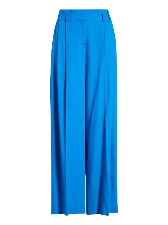 TAHARI ASL Pleated Wide Leg Pants - Blue Jewel