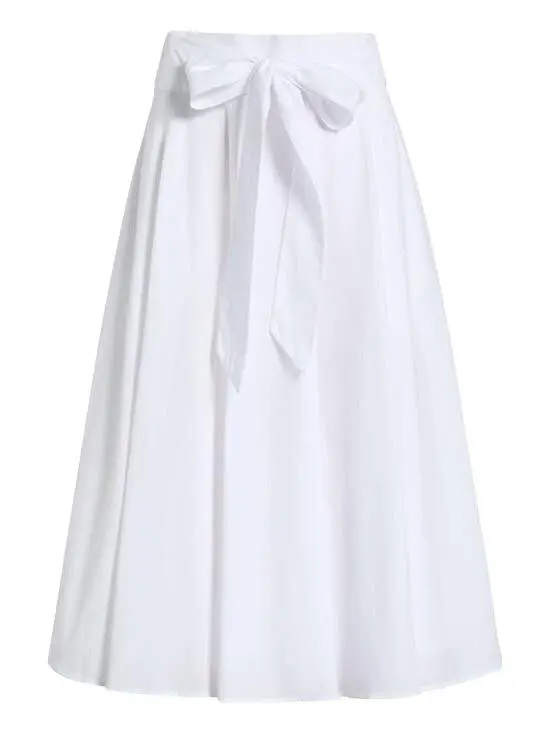 TAHARI ASL Cotton Tie Waist Midi Skirt - Ivory