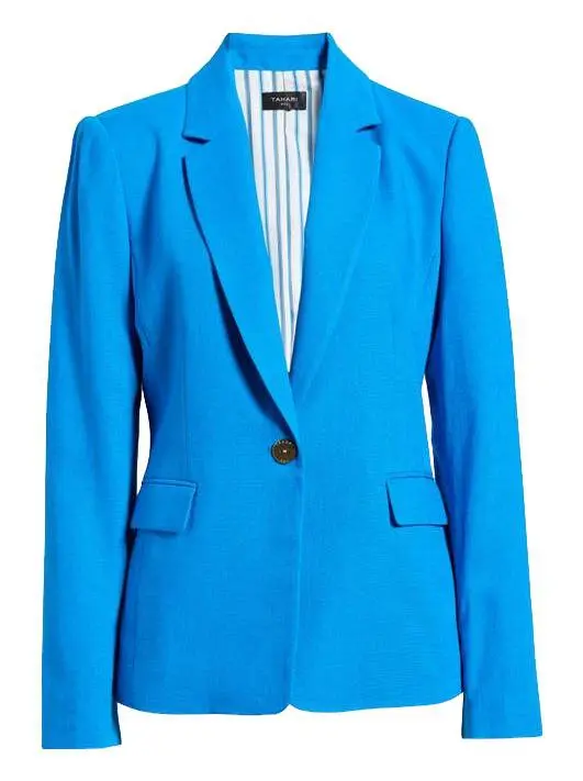 TAHARI ASL Single-button Blazer - Blue Jewel