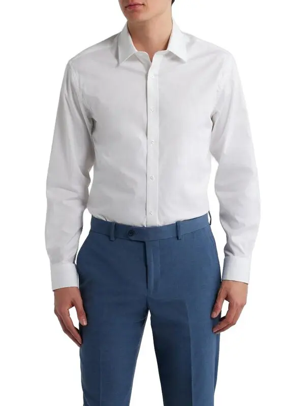 DANIEL HECHTER Paris Modern Fit Textured Cotton Dress Shirt - White