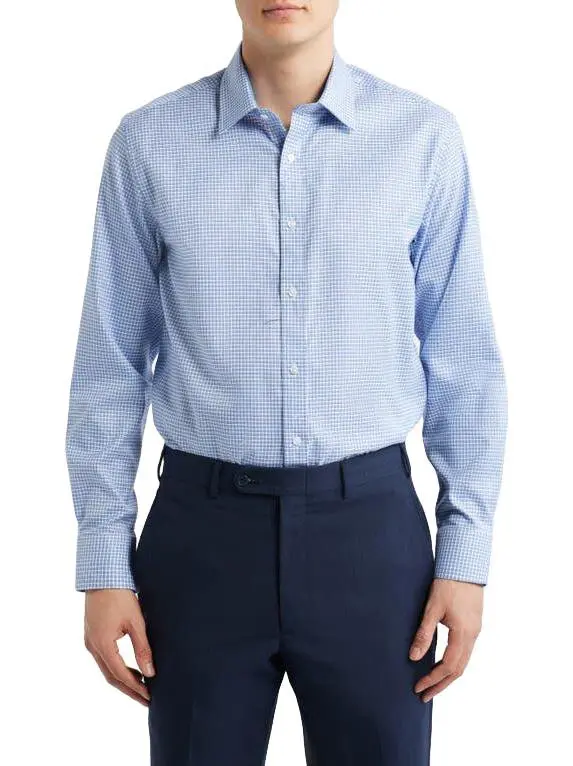 DANIEL HECHTER Trim Fit Check Cotton Dress Shirt - Blue