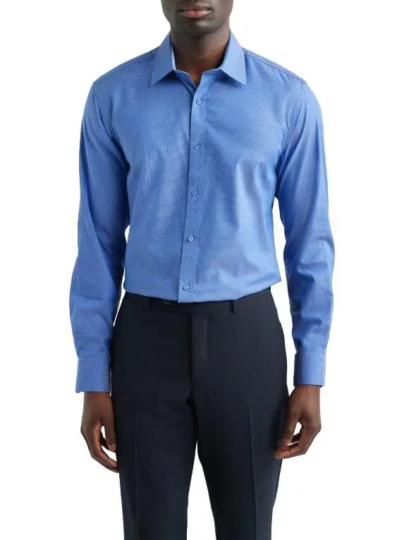 DANIEL HECHTER Paris Modern Fit Micropattern Cotton Dress Shirt - Navy