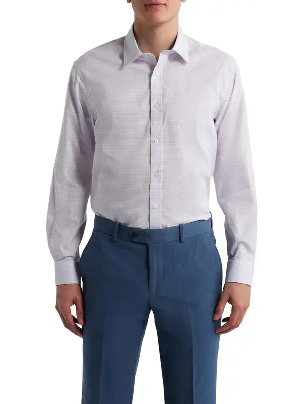 DANIEL HECHTER Paris Modern Fit Check Cotton Dress Shirt - Pink