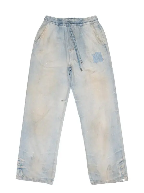 Amiri Distressed Denim Drawstring Trousers - Gray