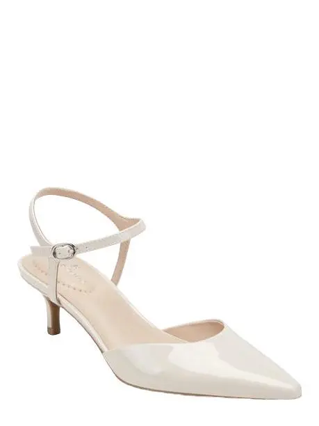 Bandolino Rose Ankle Strap Pointed Toe Kitten Heel Sandals - Ivory
