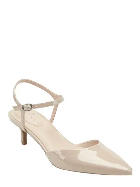 Bandolino Rose Ankle Strap Pointed Toe Kitten Heel Sandals - Medium Natural