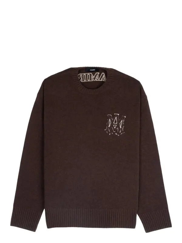 Amiri Long Sleeve Crew Neck Sweater With Logo Patch - Black