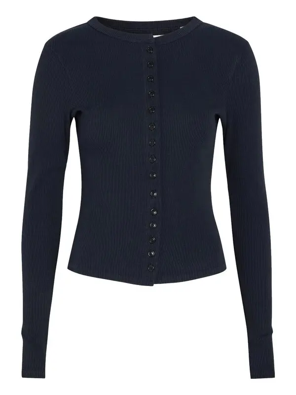 Citizens Of Humanity Ribbed Cotton-blend Cardigan - Navy