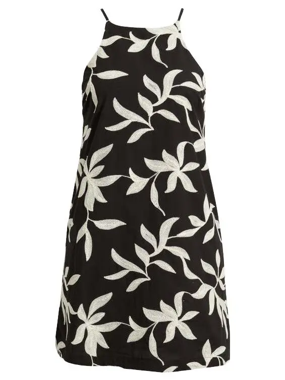 Halogen Embroidered A-line Minidress - Rich Black 060