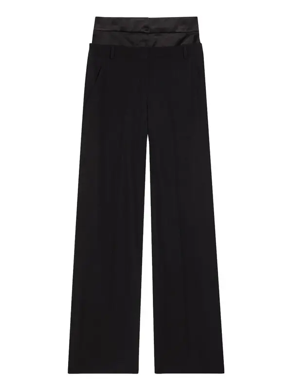 Erdem Layered-effect Wide-leg Wool Trousers - Black