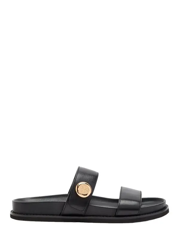Tory Burch Romy Sport Leather Sliders - Black