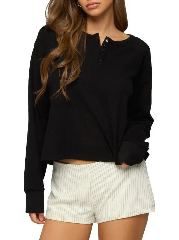 EDIKTED Deni Waffle Knit Henley - Black