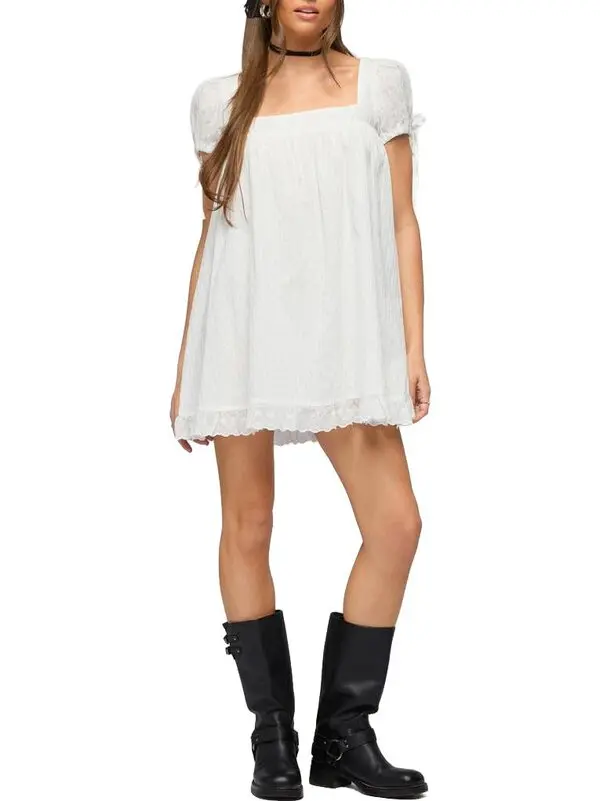 EDIKTED Eyelet Embroidery Mini Dress - Cream