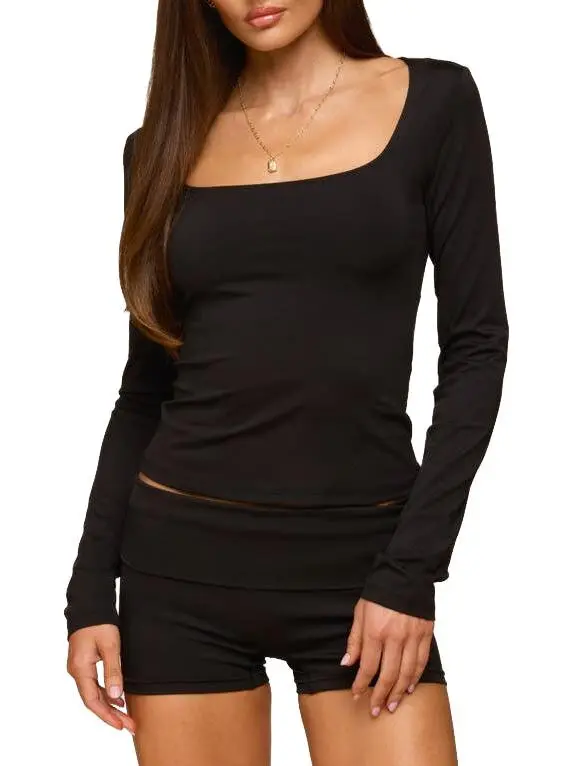 EDIKTED Hayden Long Sleeve Top - Black