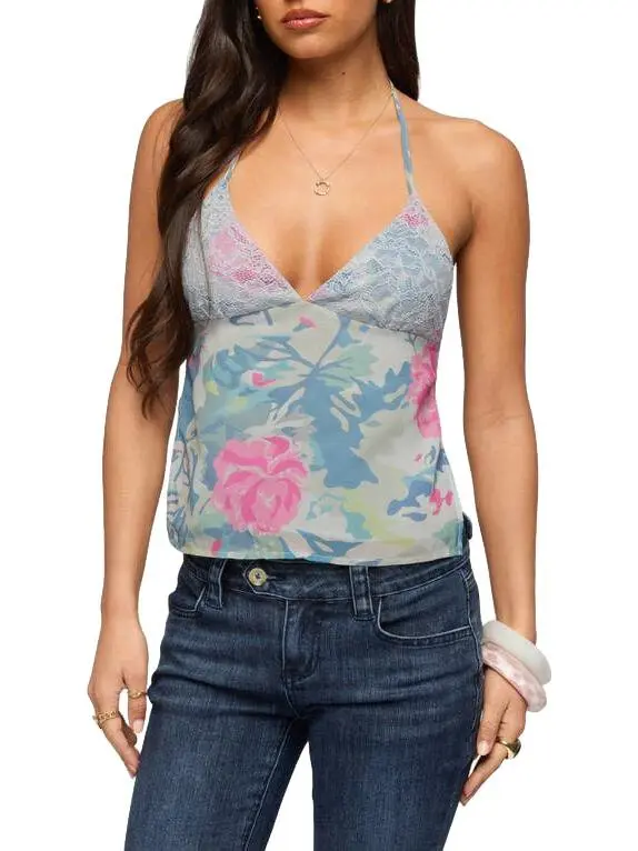 EDIKTED Bloomey Floral Print Halter Top - Mix
