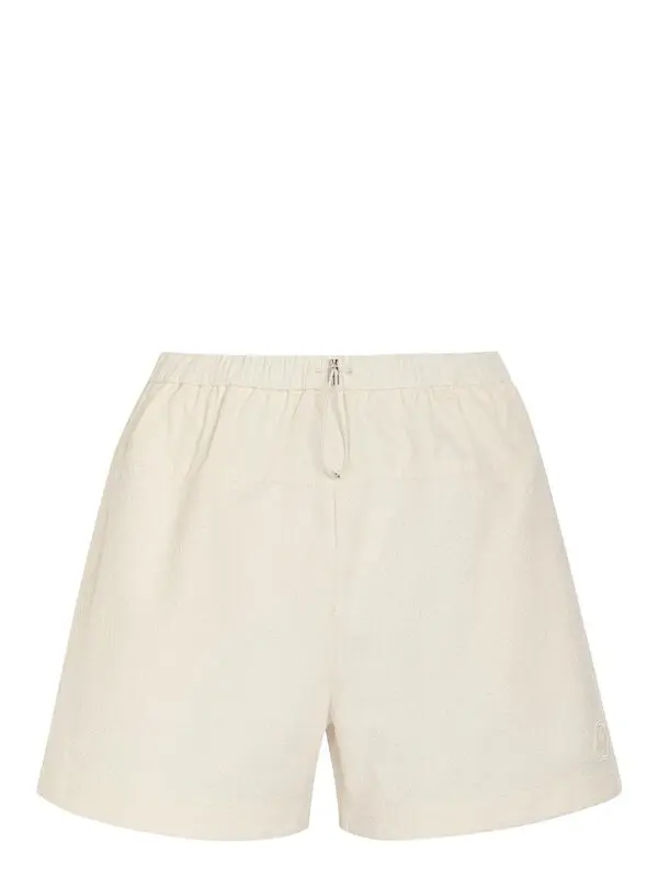 Moncler Shell And Bouclé Shorts With Appliqu - Cream