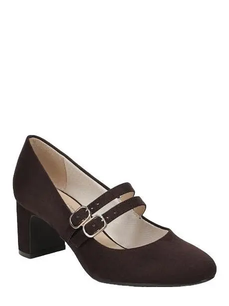 LIFESTRIDE Mary Jane Block Heel Pumps - Dark Chocolate