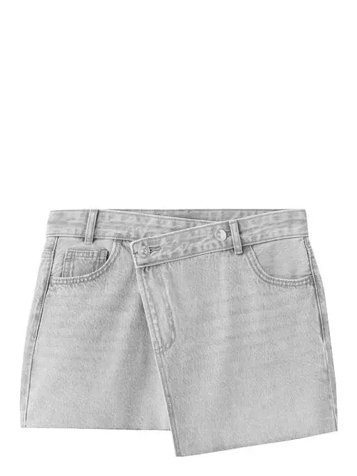 Mango Crossover Denim Miniskirt - Denim Grey