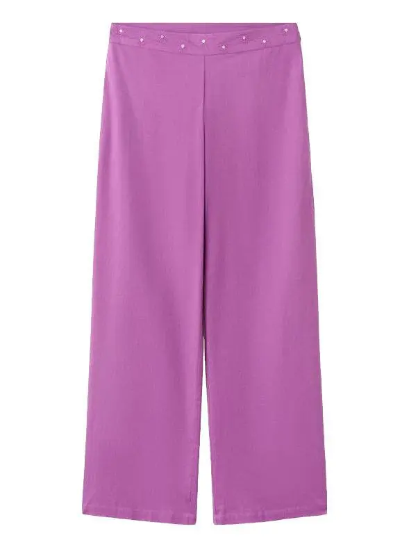 Mango Embellished Straight Leg Trousers - Lilac