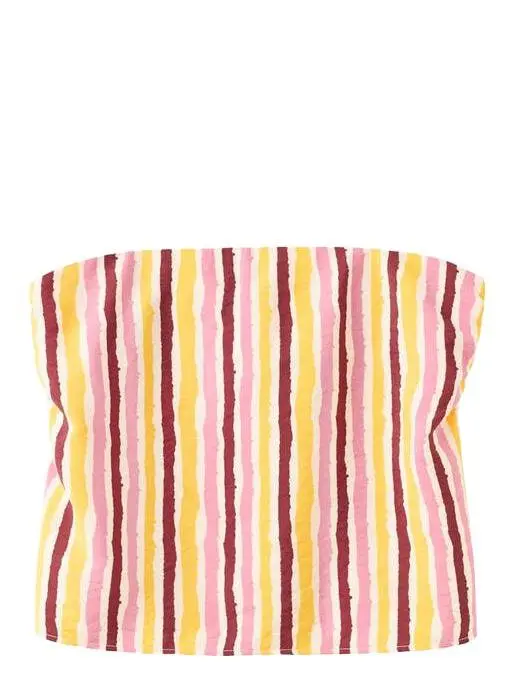 Mango Striped Strapless Top - Mustard