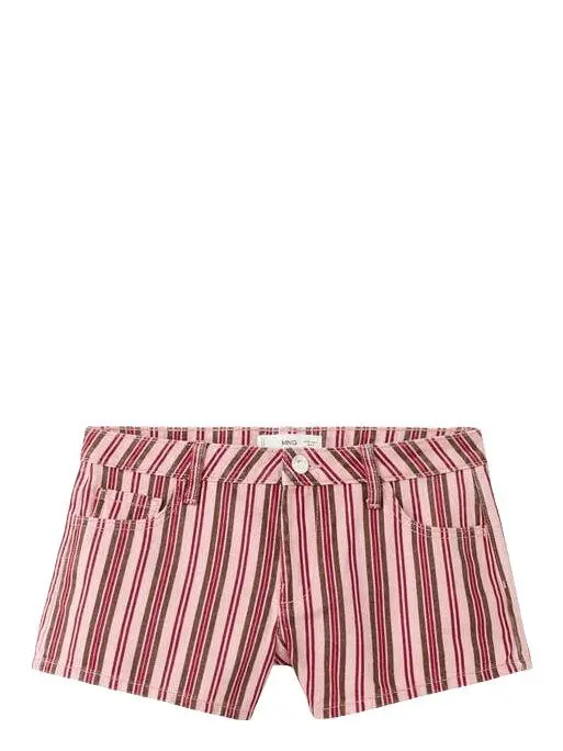 Mango Striped Mini Shorts - Pastel Pink