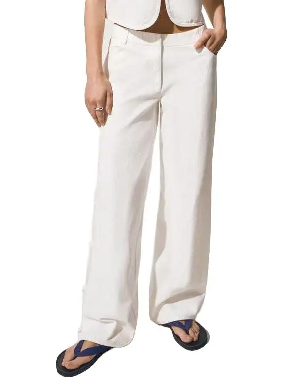 Mango Knot Detail Straight Leg Trousers - Off White