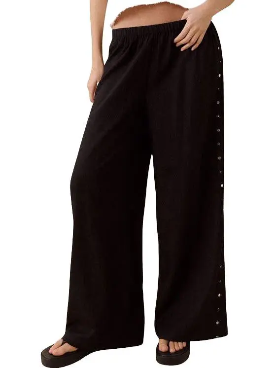 Mango Straight Leg Embellished Trousers - Black