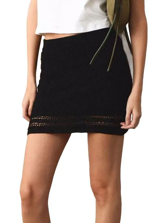 Mango Openwork Knit Pencil Skirt - Black