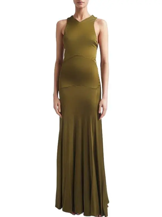 Proenza Schouler Naia Satin Jersey Maxi Dress - Moss