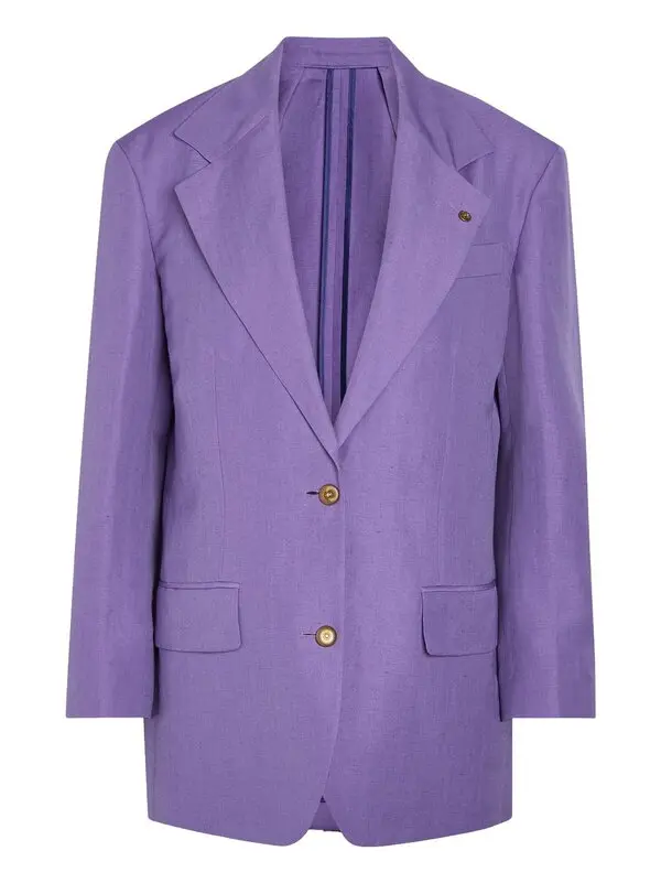 Versace Wool And Linen-blend Blazer - Violet