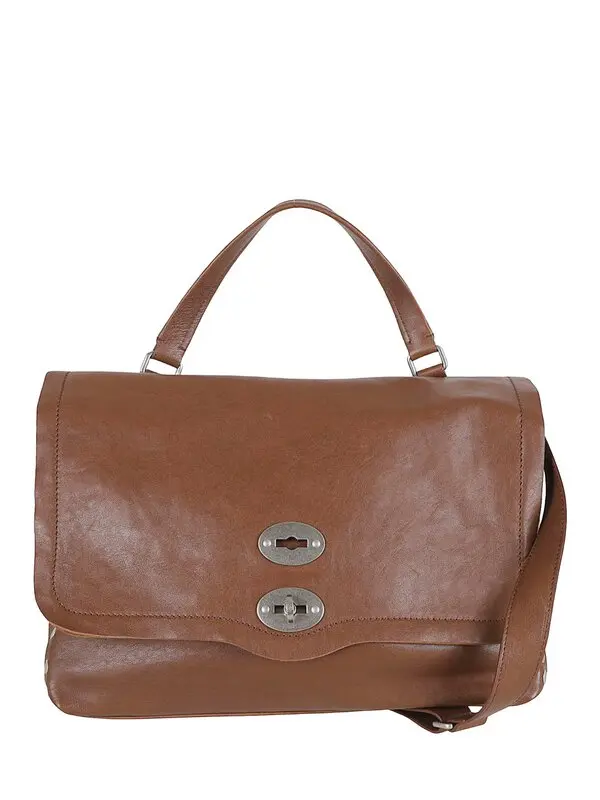 ZANELLATO Medium Postina Foldover Top Tote Bag With Studs - Brown
