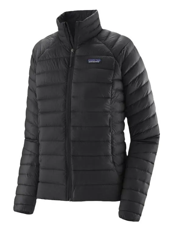 Patagonia Down Sweater Quilted Jacket With High Collar And Zip Up Closure - Black