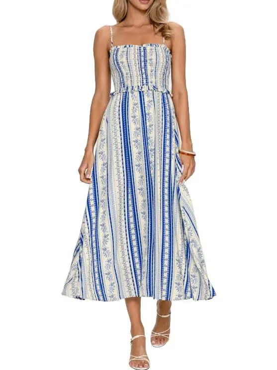 PS BY CUPSHE Sleeveless Striped A-line Midi Dress - Light Blue
