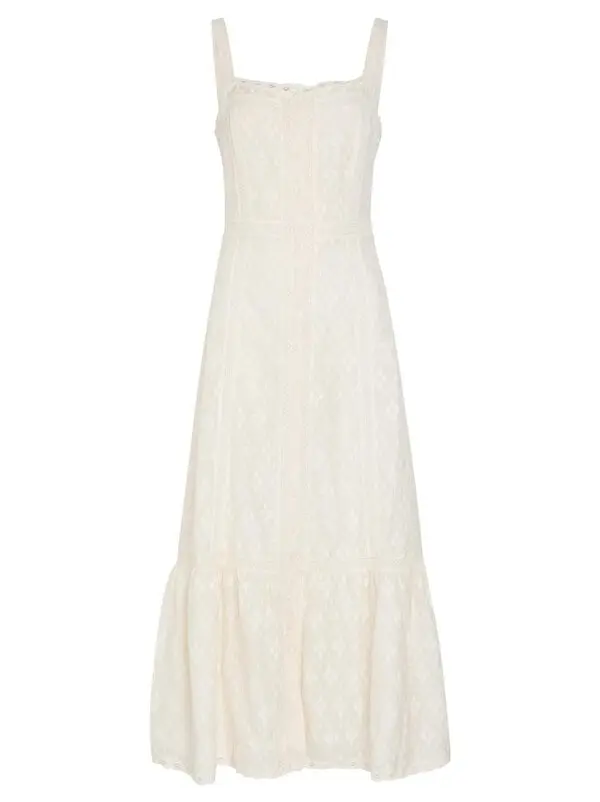 Paige Kelli Embroidered Midi Dress - White