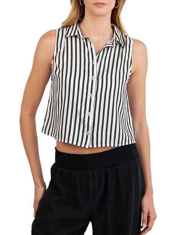 Bella Dahl Sleeveless Stripe Button-up Shirt - Vintage Black Stripe
