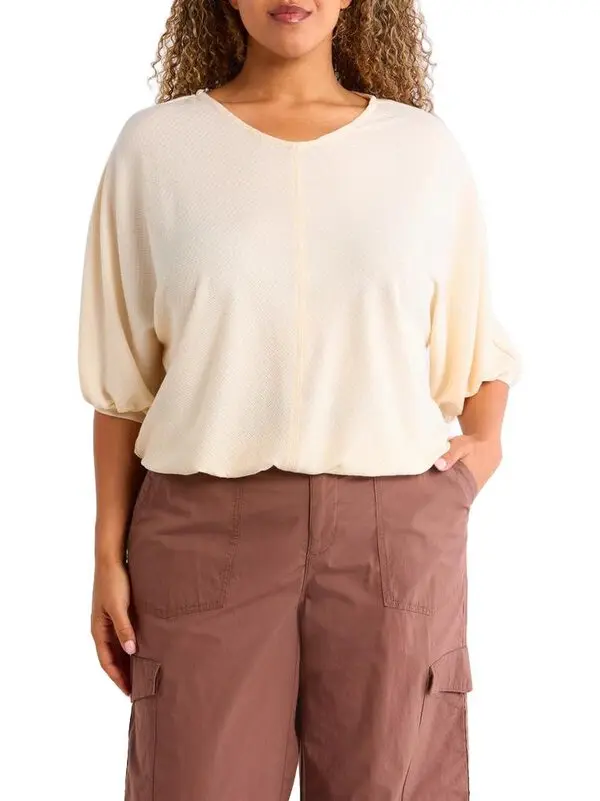 Wit & Wisdom Elbow Sleeve Blouson Top - Ecru