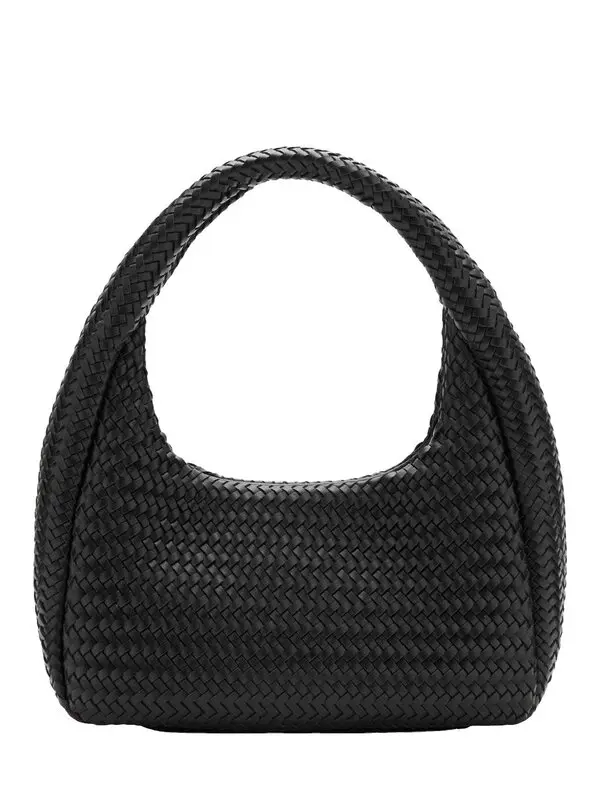 Mango Braided Faux Leather Shoulder Bag - Black
